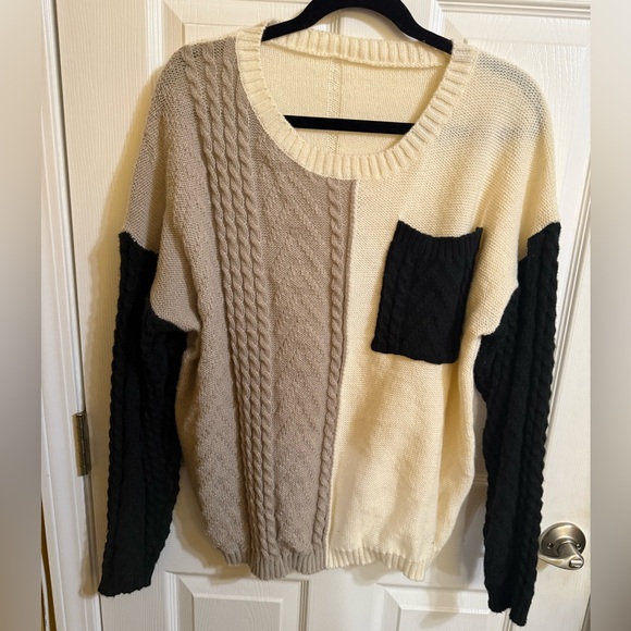 Sweaters | Colorblock Cable Knit Sweater | Poshmark